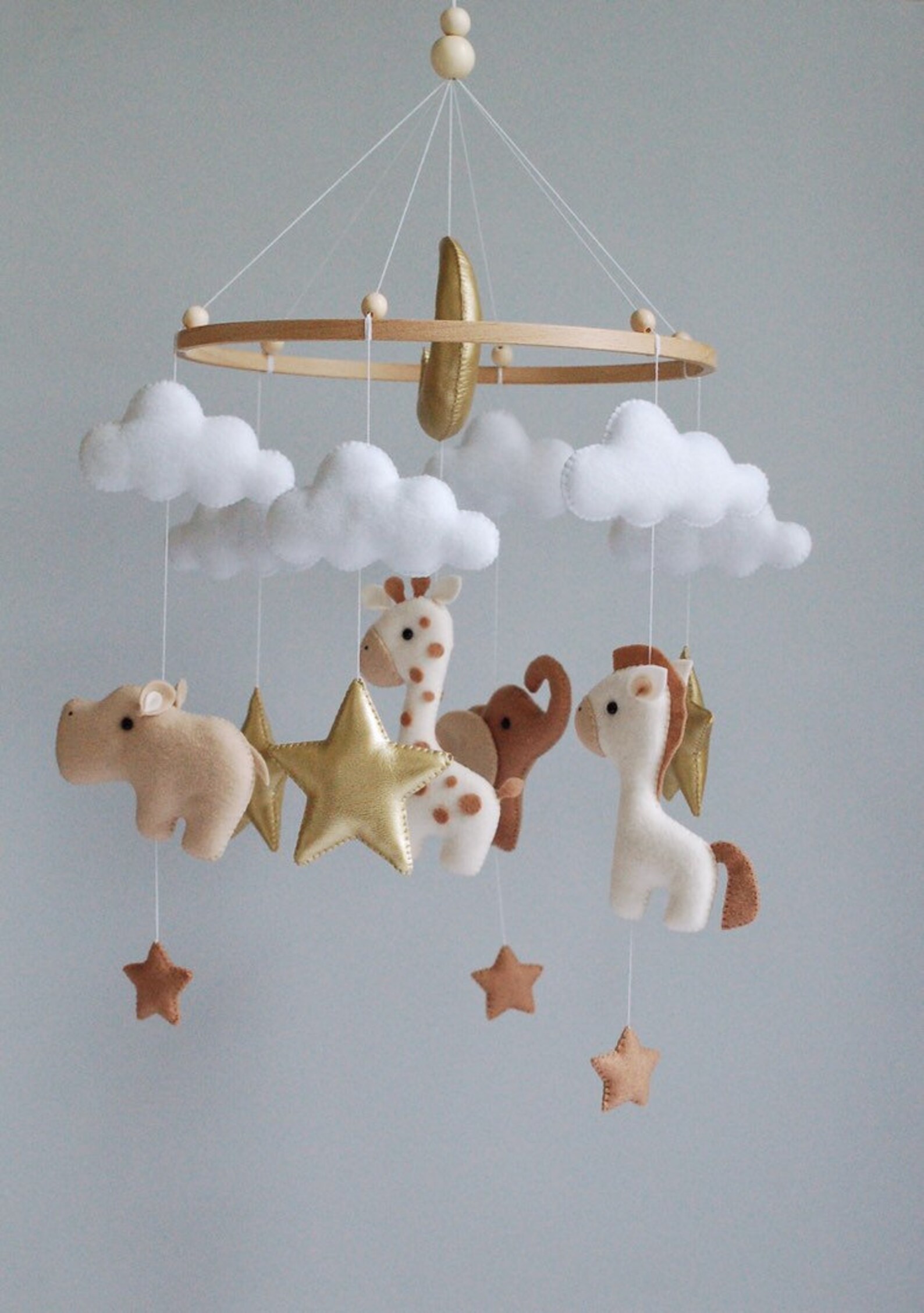 Safari Crib Mobile With Giraffe Hippo Horse and Elephant - Etsy