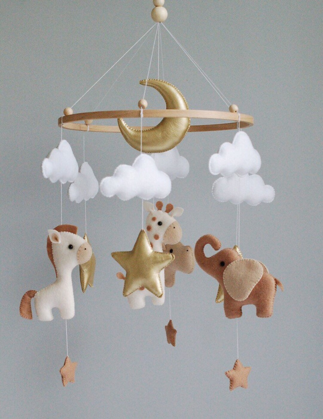 Safari Crib Mobile With Giraffe, Hippo, Horse and Elephant | Boy Baby ...