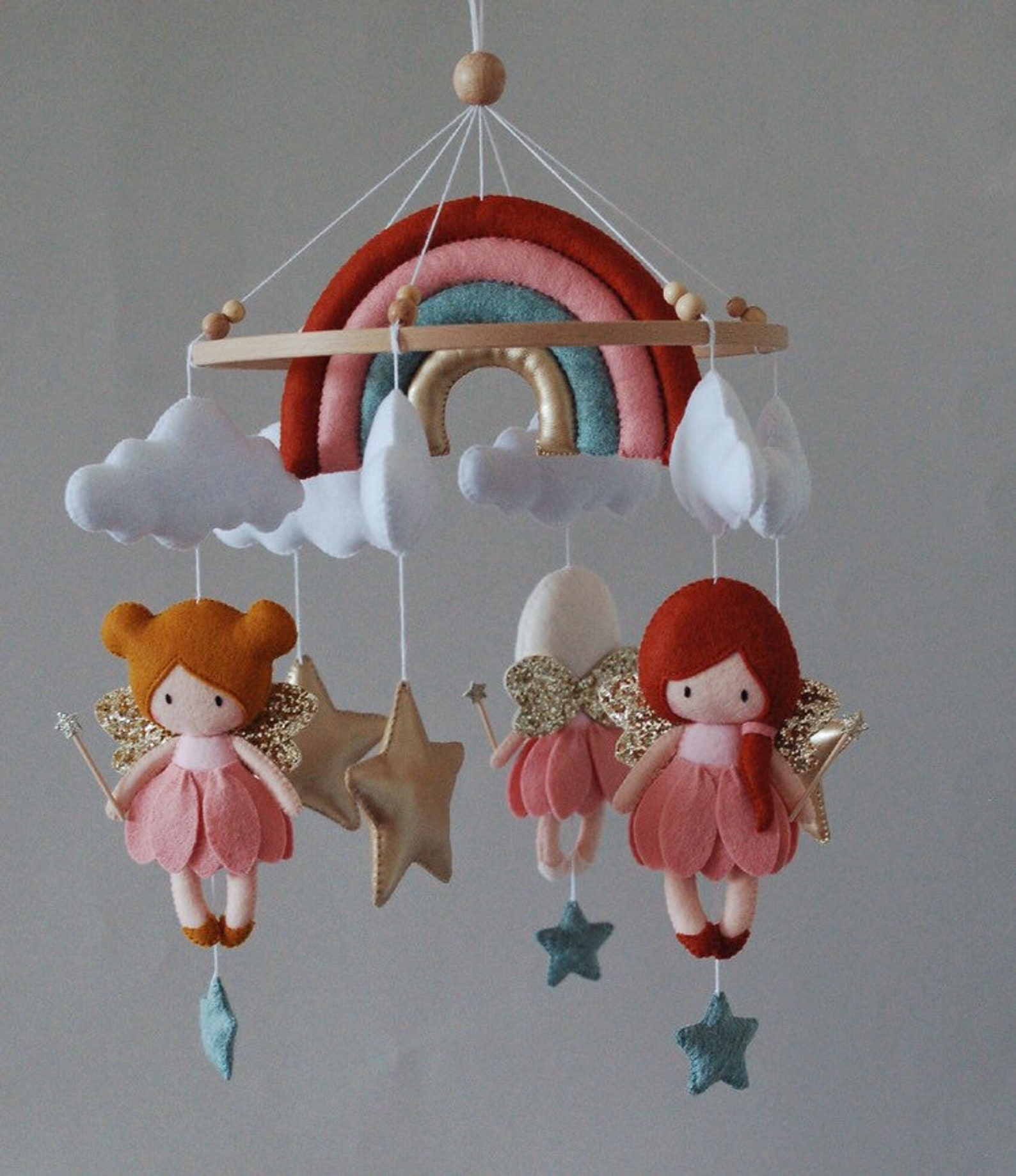 Baby Mobile Girl Fairy Pink Rainbow Nursery Mobile Fairy Crib - Etsy