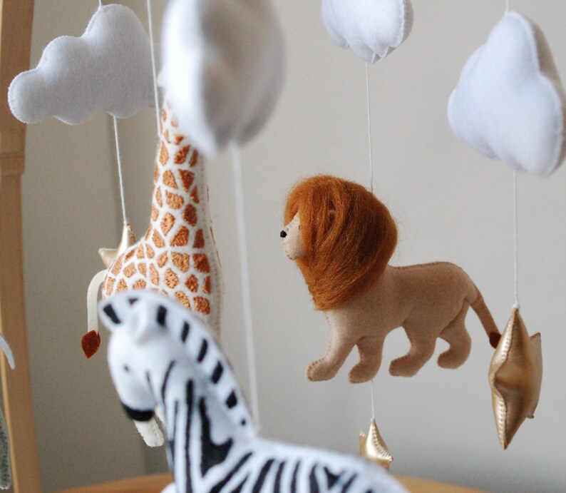 Safari Animals Mobile With Embroidered Spots Baby Neutral - Etsy