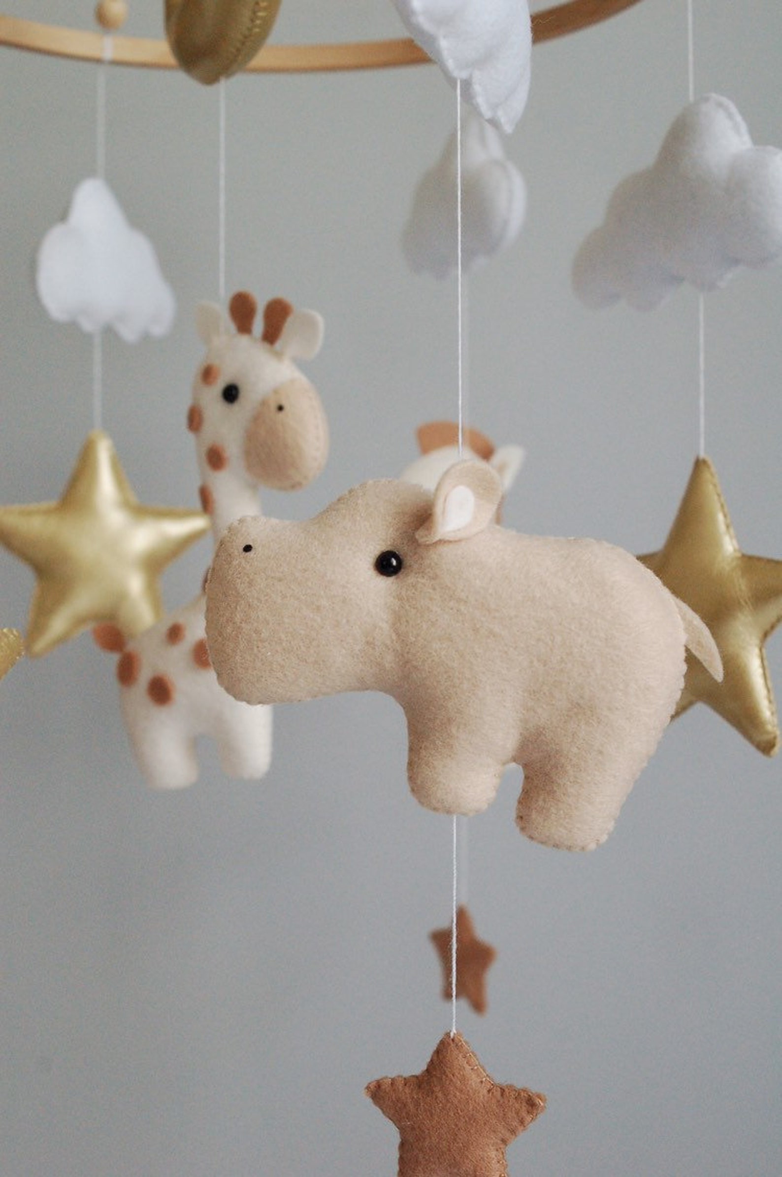 Safari Crib Mobile With Giraffe Hippo Horse and Elephant - Etsy