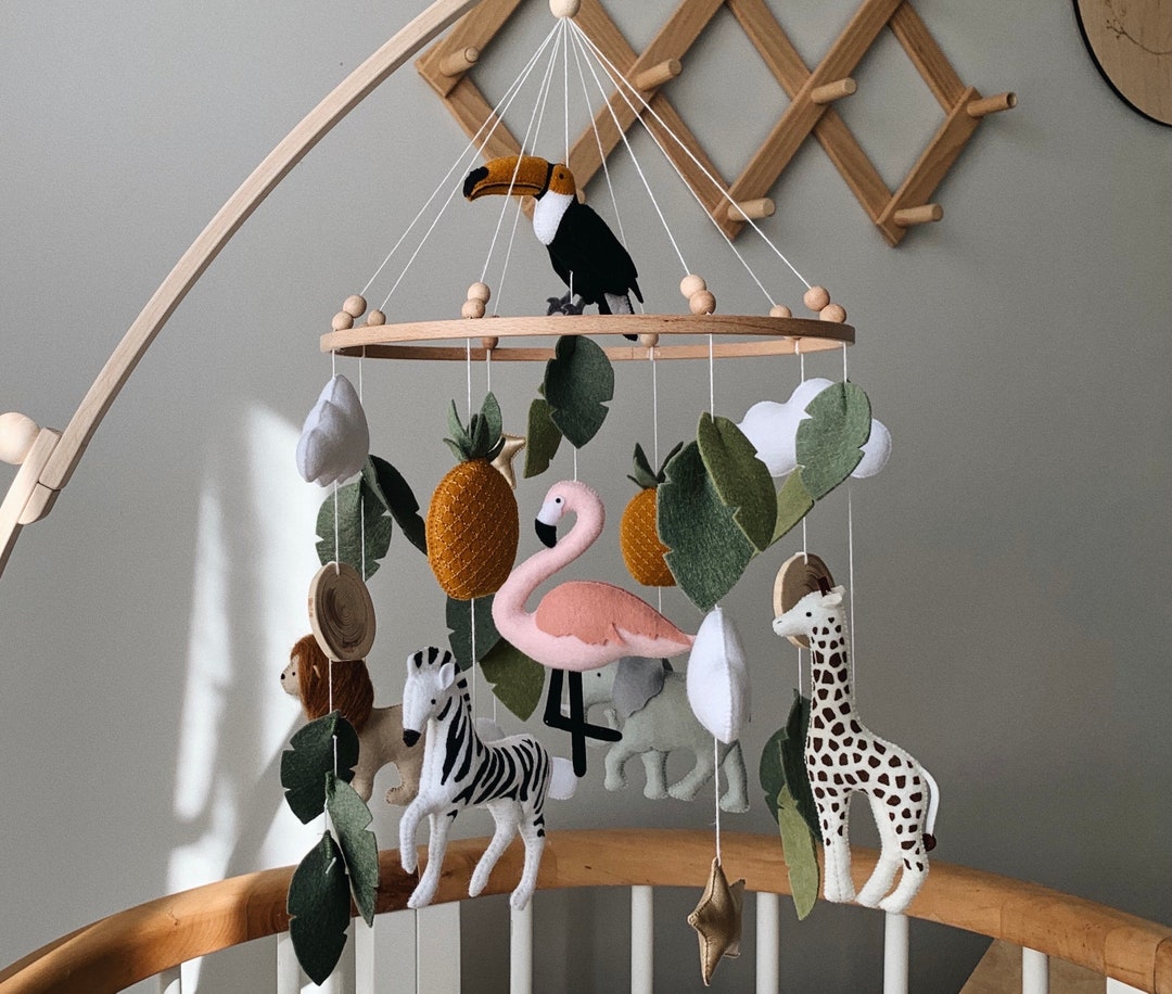 Baby Safari Mobile With Animals | Africa Nursery Felt Giraffe Lion ...