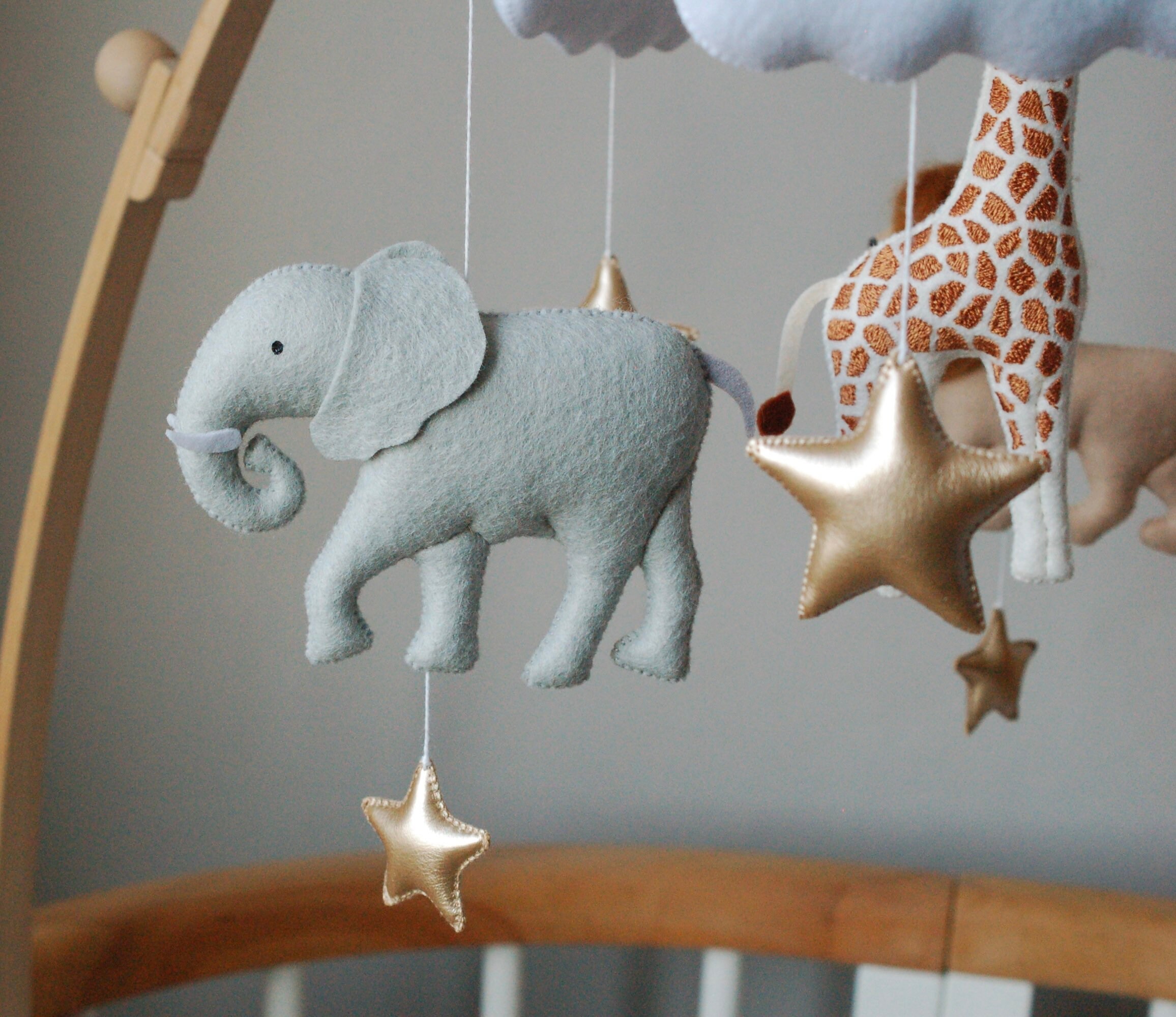 Safari Animals Mobile with Embroidered spots Baby neutral | Etsy