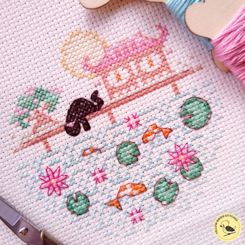 Koi Pond Kitty Cross Stitch Pattern (PDF Download) - Etsy UK