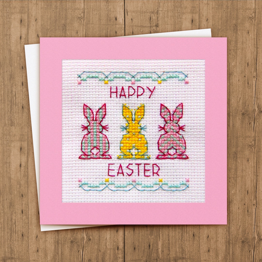 Easter Bunnies in A Row Card Cross Stitch Pattern Instant Download PDF ...