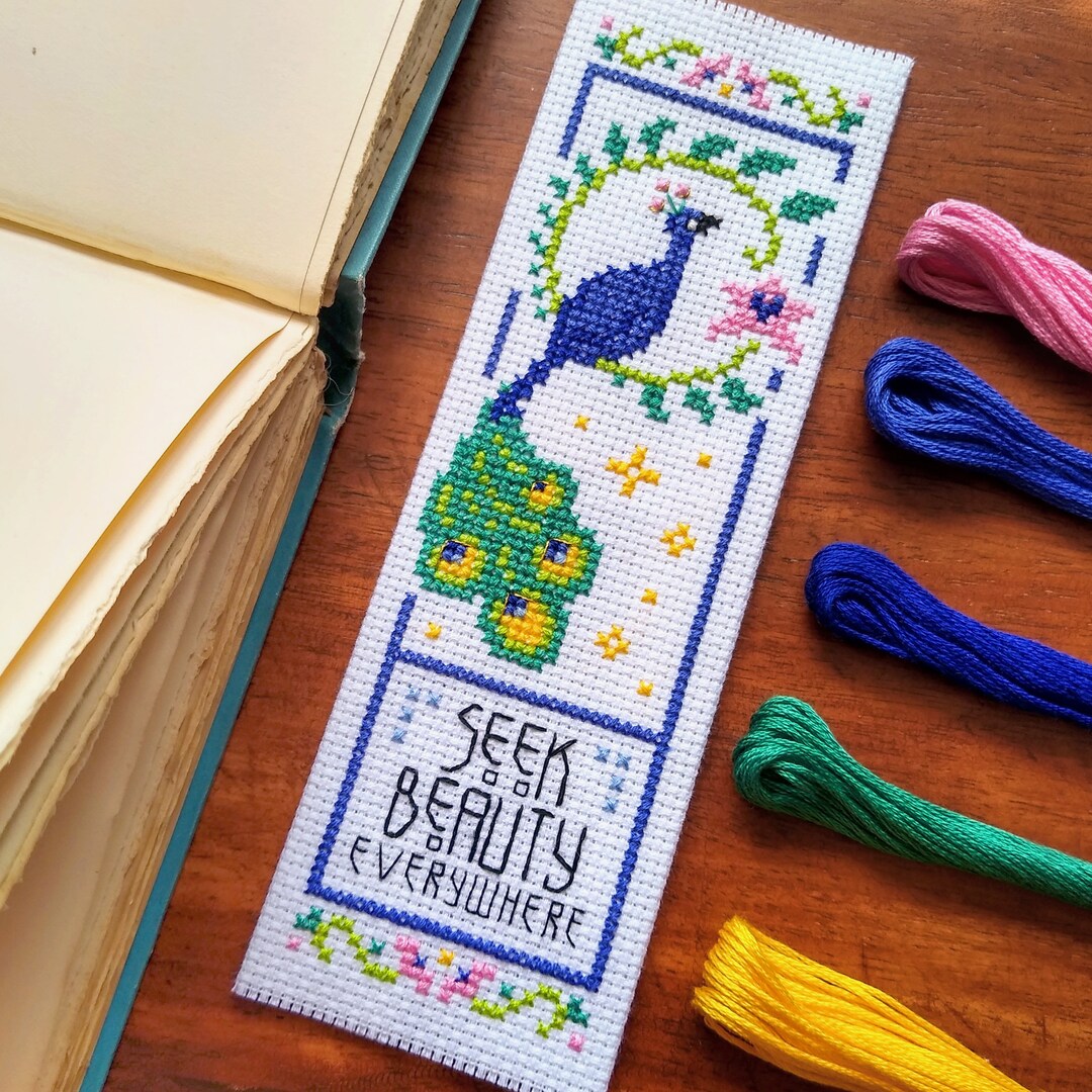 Seek Beauty Peacock Cross Stitch Bookmark Pattern (PDF Download) - Etsy