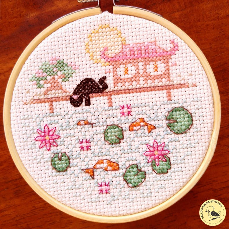 Koi Pond Kitty Cross Stitch Pattern (PDF Download) - Etsy UK