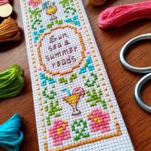 Cocktail Cross Stitch Bookmark Pattern, Instant Download PDF, Sun, Sea ...