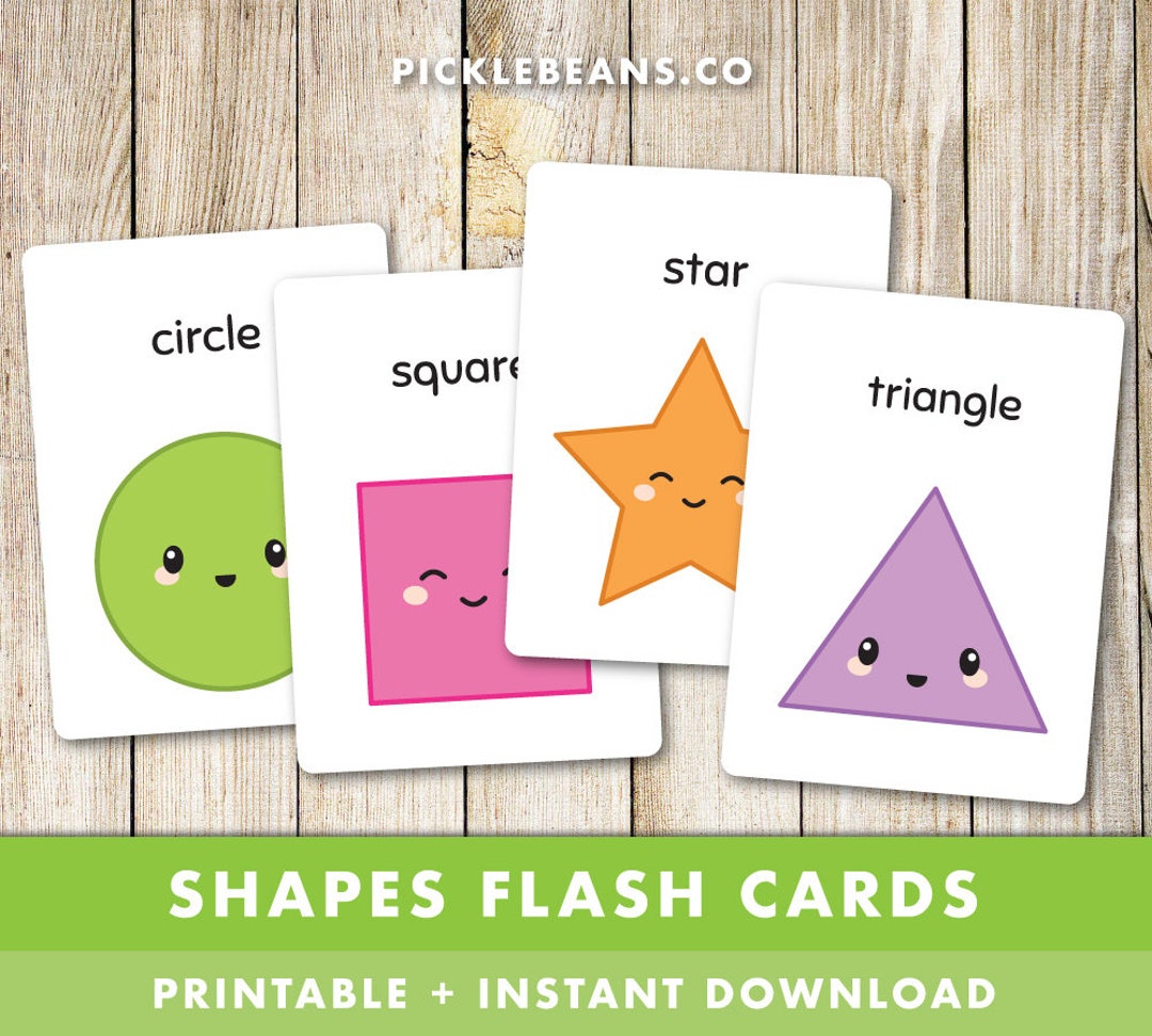 Shapes Flash Cards - Preschool, Toddler, Daycare, Kids, Children, Shape ...