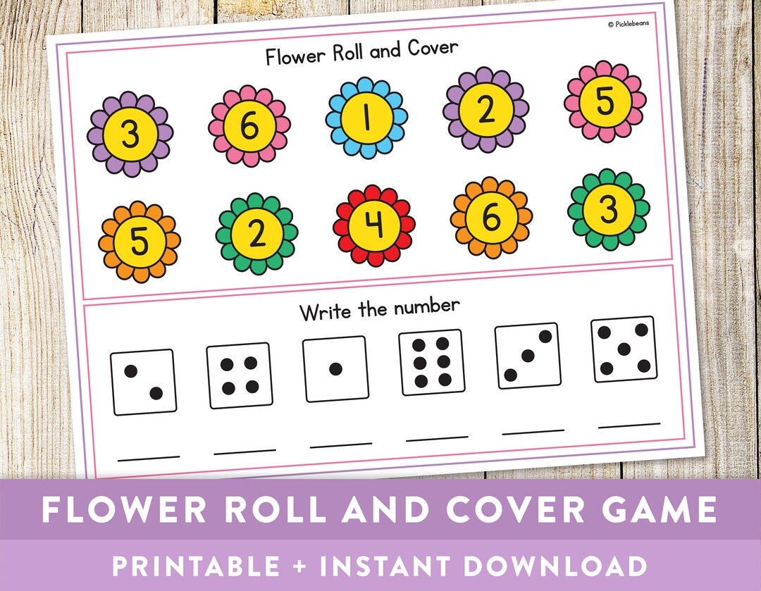 Spring Flower Roll and Cover Game - Mathematics, 1st Grade ...