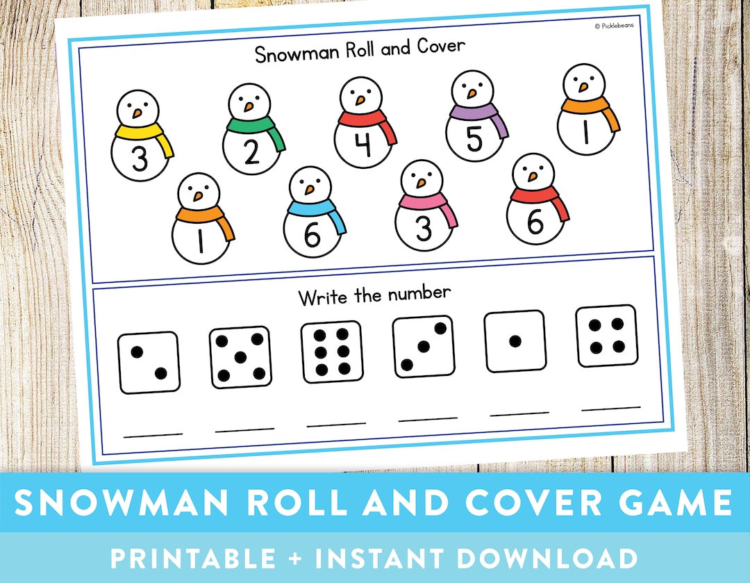 Winter Snowman Roll and Cover Game - Mathematics, 1st Grade ...