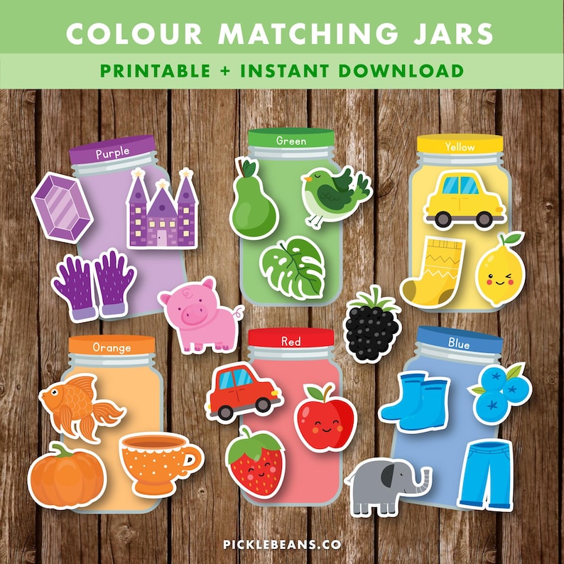 Color Matching Jars | Montessori Printable Activity (PDF) - Etsy