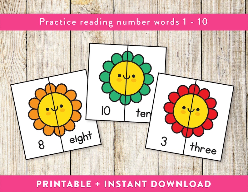 Spring Flower Number Word Match - Preschool, Toddler, Pre-k, Maths ...