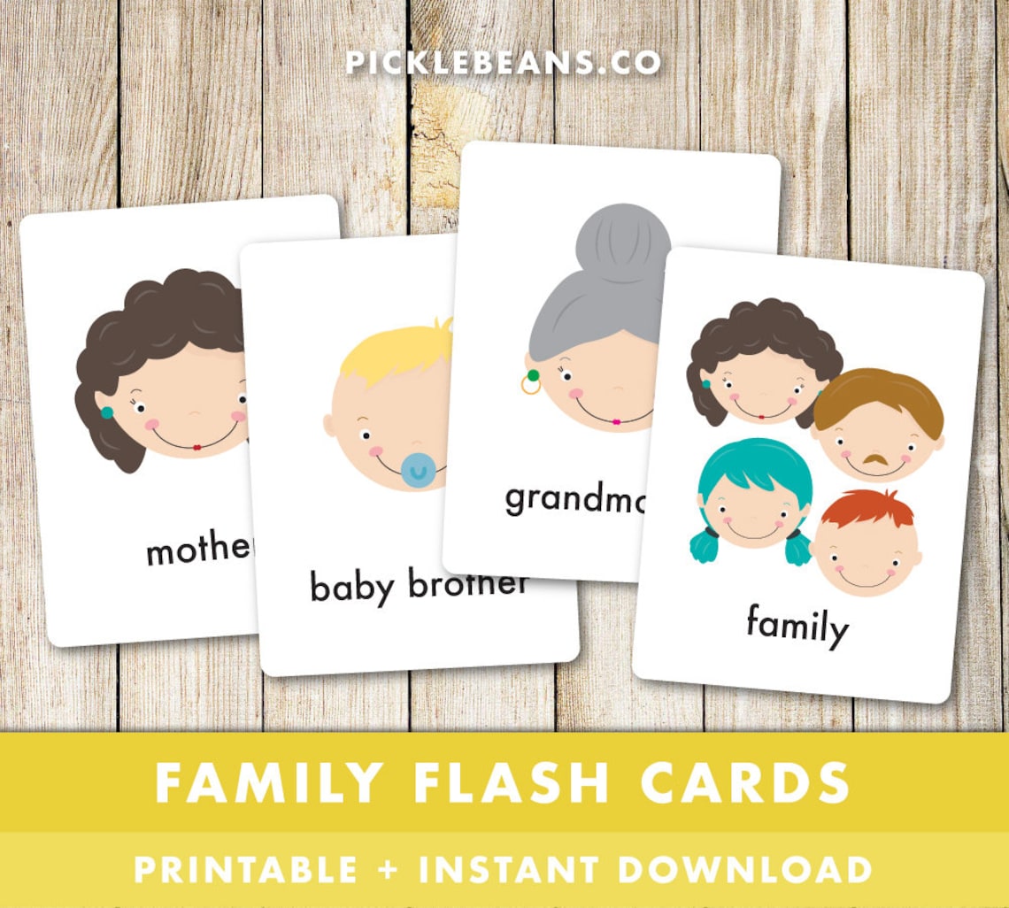 Family Flash Cards Preschool, Toddler, Daycare, Kids, Children, Family ...