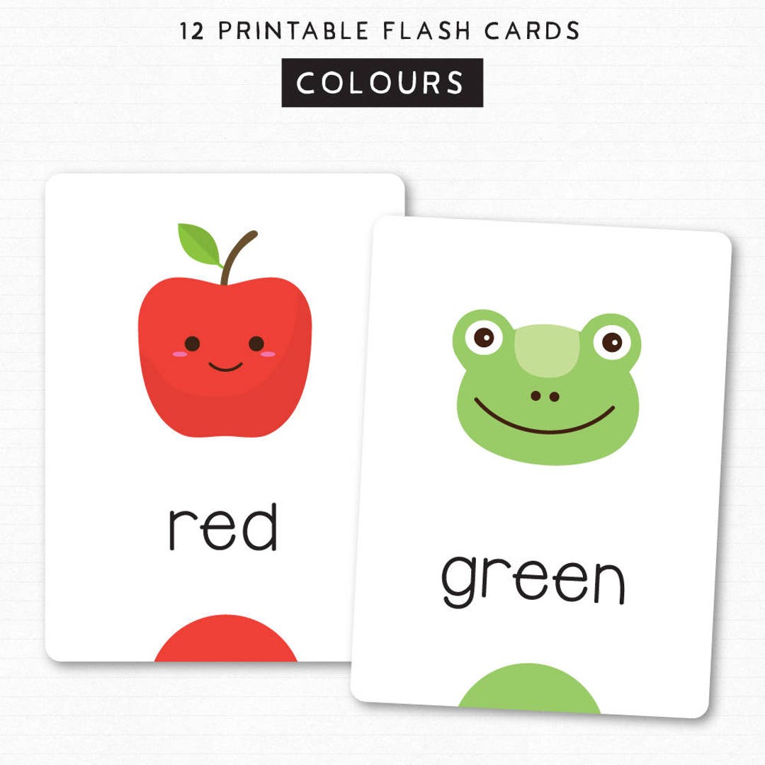Kids Flash Cards - Learn Colors Colours - Printable Letters - 12 Cute ...