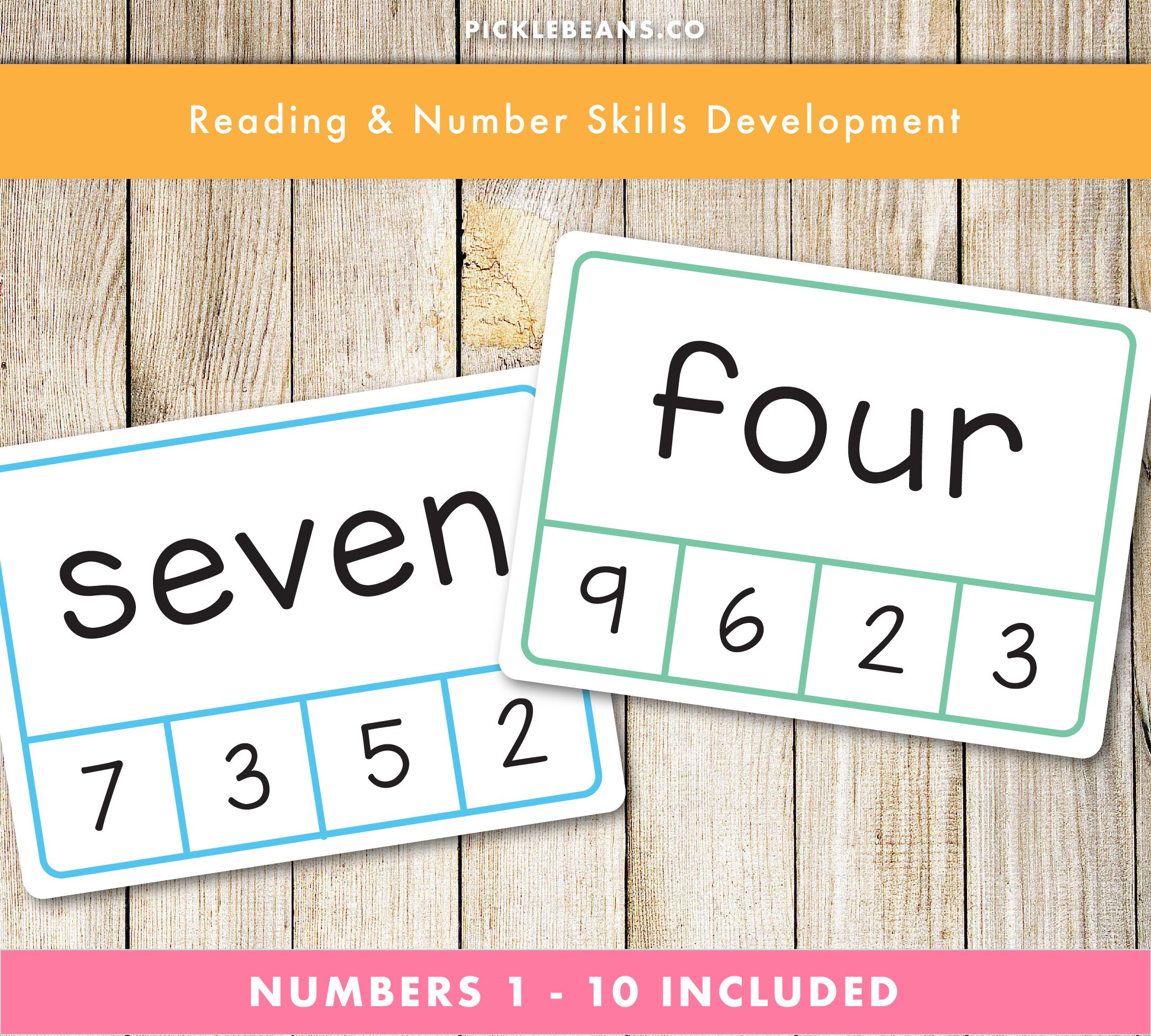 Number Words Clip Cards - Preschool Learning, Kindergarten, Kids ...