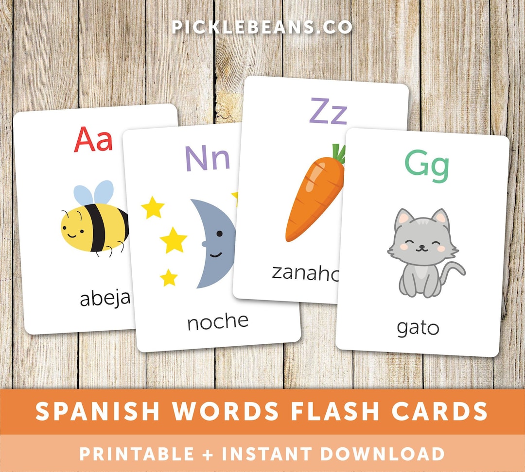 Spanish Alphabet Flash Cards - Preschool, Toddler, Daycare, Kids ...
