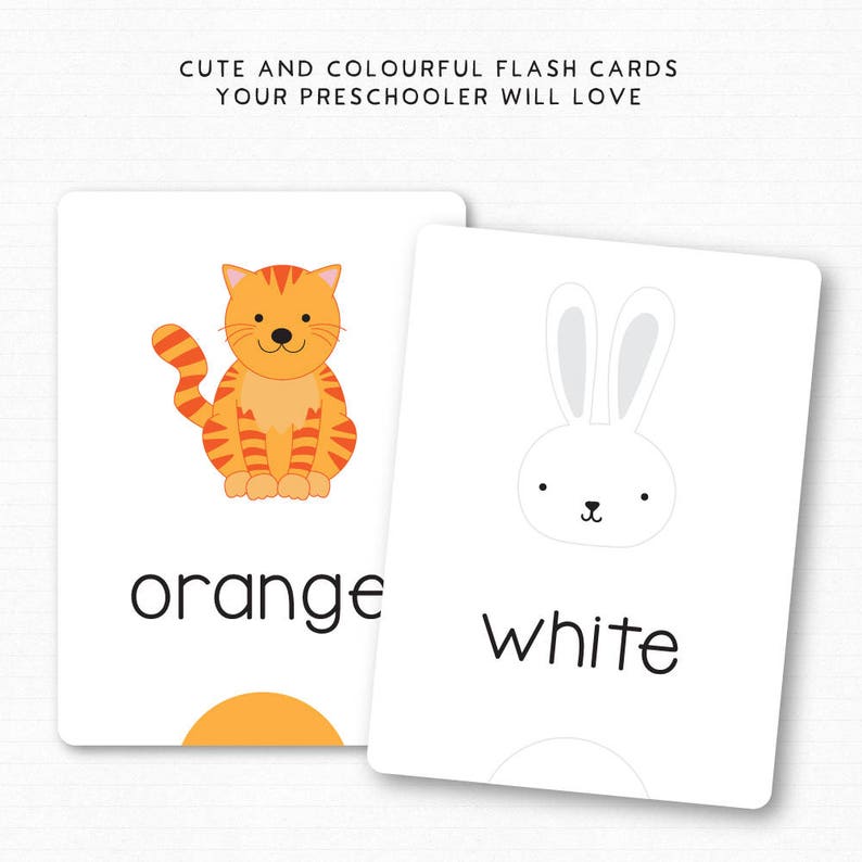 Kids Flash Cards - Learn Colors Colours - Printable Letters - 12 Cute ...