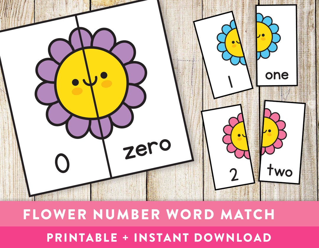 Spring Flower Number Word Match - Preschool, Toddler, Pre-k, Maths ...