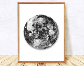 Full moon art | Etsy