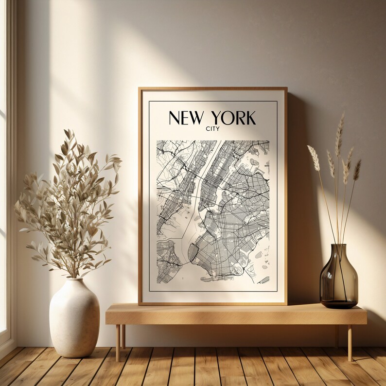 New York Map Print, Map of New York, NYC Wall Decor, City Art, New York ...