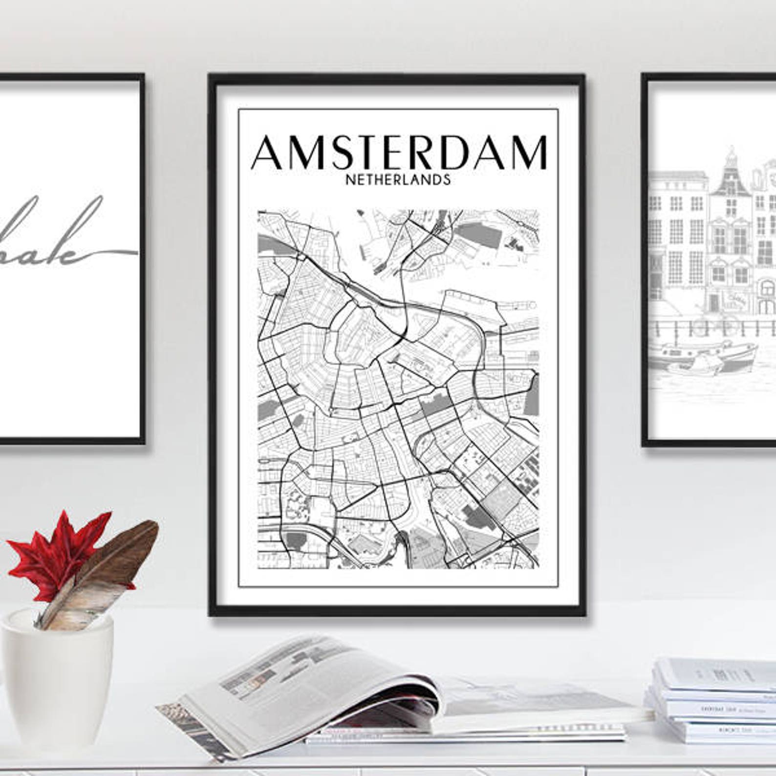 Amsterdam Print Amsterdam Map Printable Amsterdam Poster - Etsy