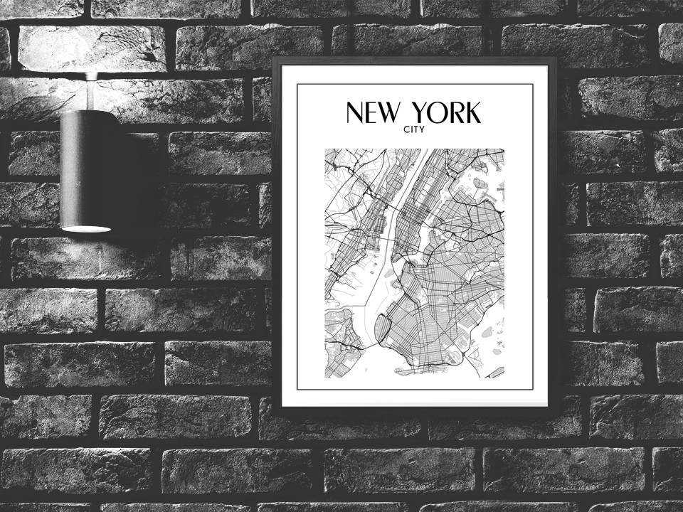 New York Map Print Map of New York NYC Wall Decor City Art | Etsy