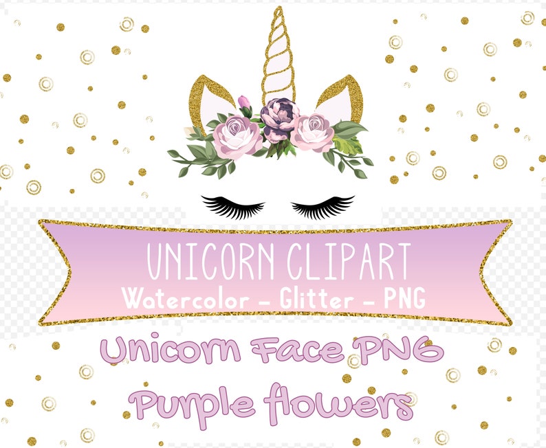Unicorn Face Clipart, Unicorn Clipart, Watercolor Clipart, Unicorn Head ...