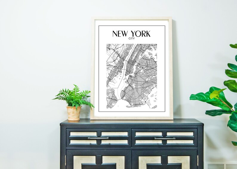 New York Map Print Map of New York NYC Wall Decor City Art - Etsy
