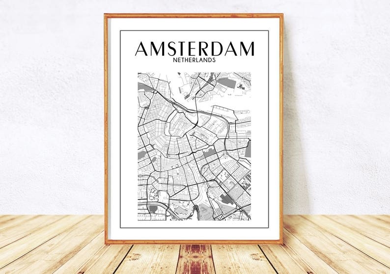 Amsterdam Print Amsterdam Map Printable Amsterdam Poster - Etsy