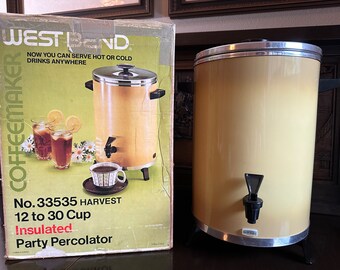 Vintage 1970s West Bend COFFEE MAKER Harvest Gold Party Percolator No ...