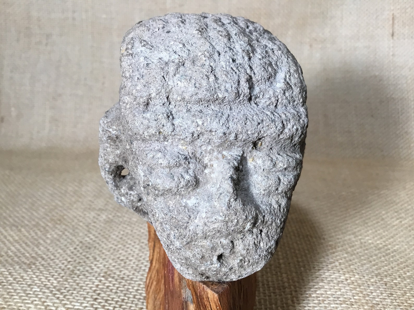 Ancient Pre-columbian Carved Volcanic Stone Warrior Head From Costa ...