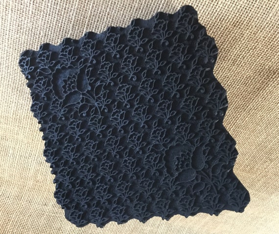 Large Square Vintage Wooden Block Print Floral Vine - Etsy