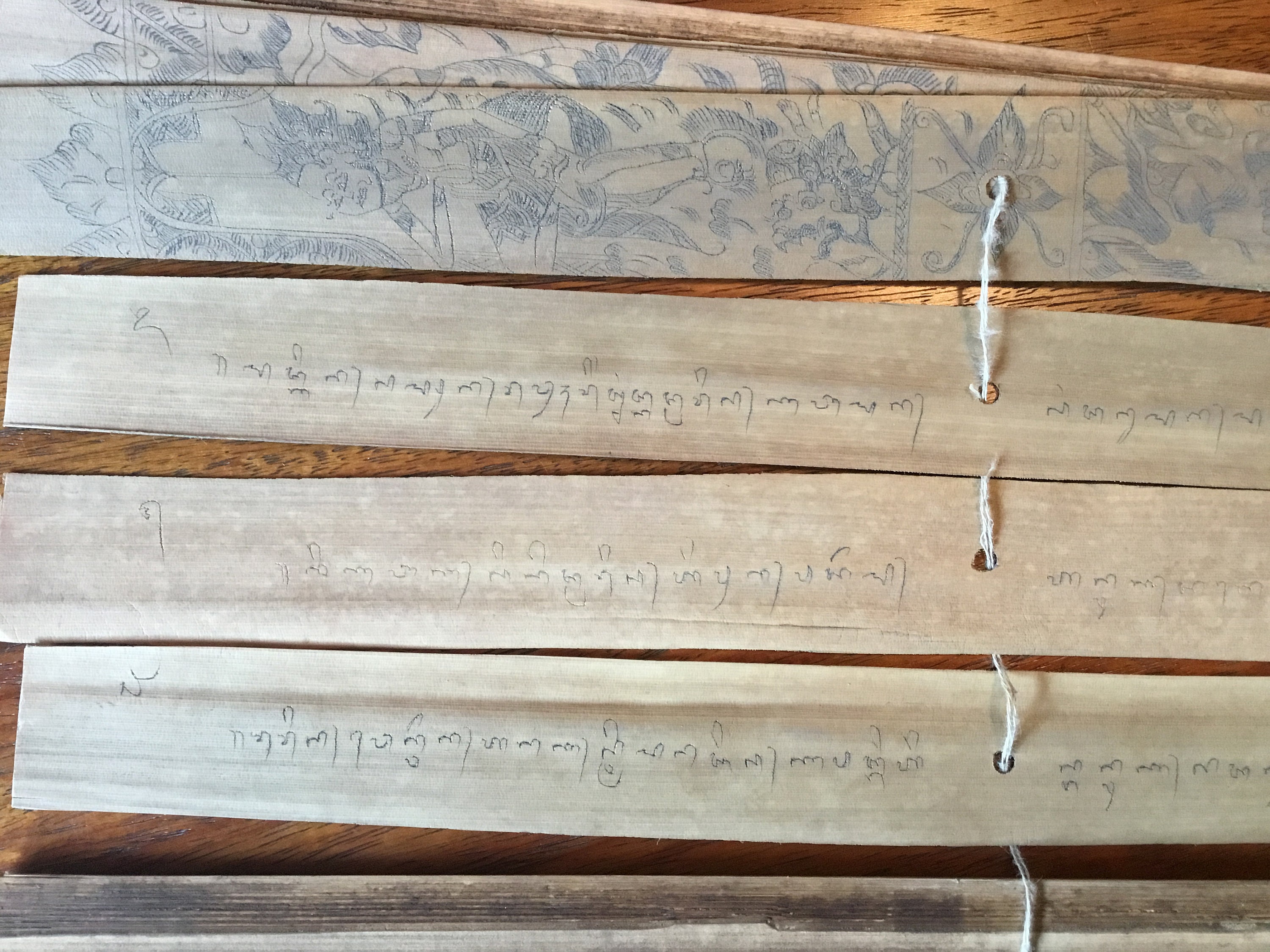 Beautifully Illustrated Balinese Lontar Palm Leaf Manuscript, Featuring ...