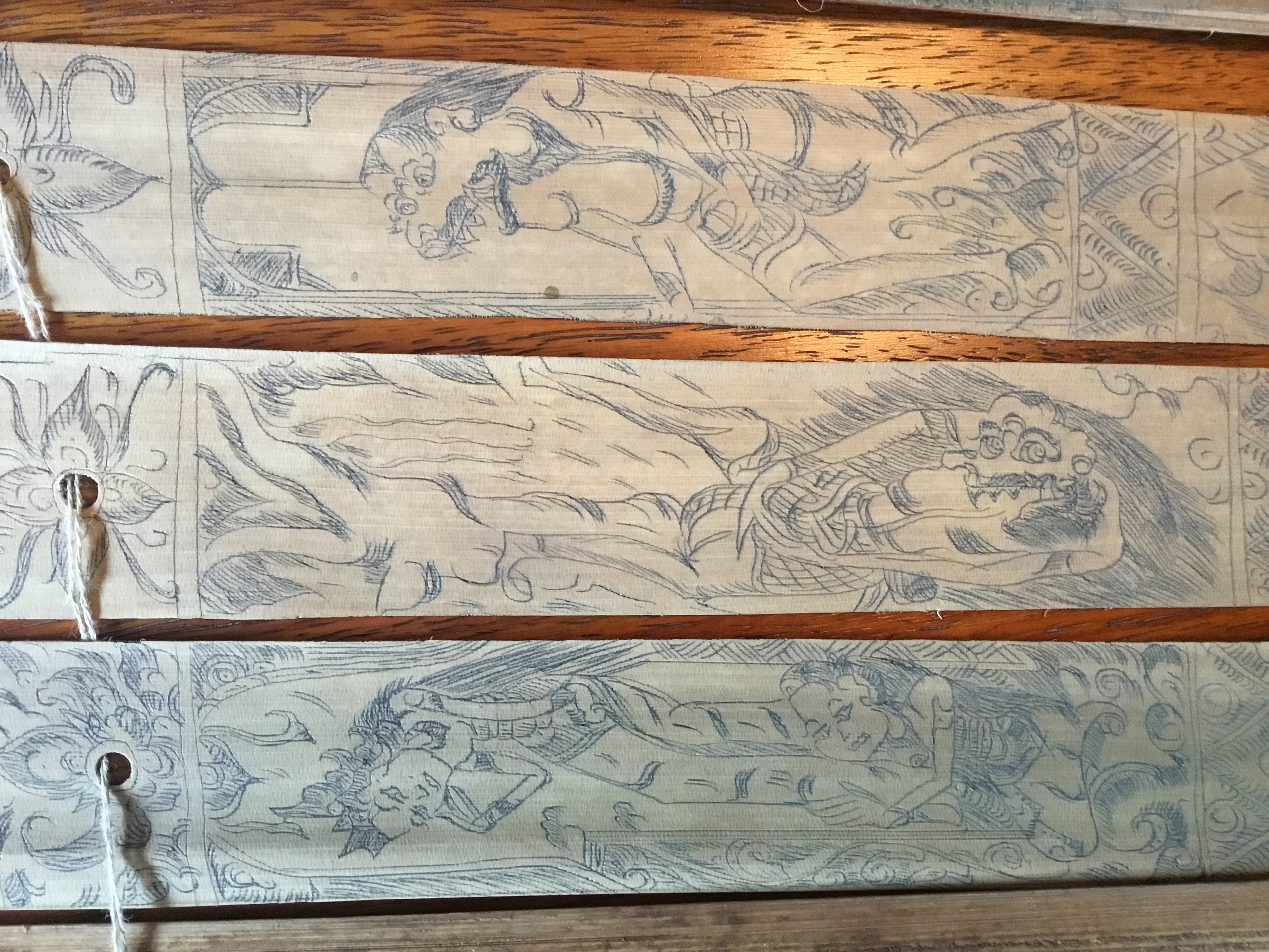 Beautifully Illustrated Balinese Lontar Palm Leaf Manuscript, Featuring ...