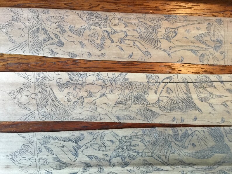Beautifully Illustrated Balinese Lontar Palm Leaf Manuscript, Featuring ...