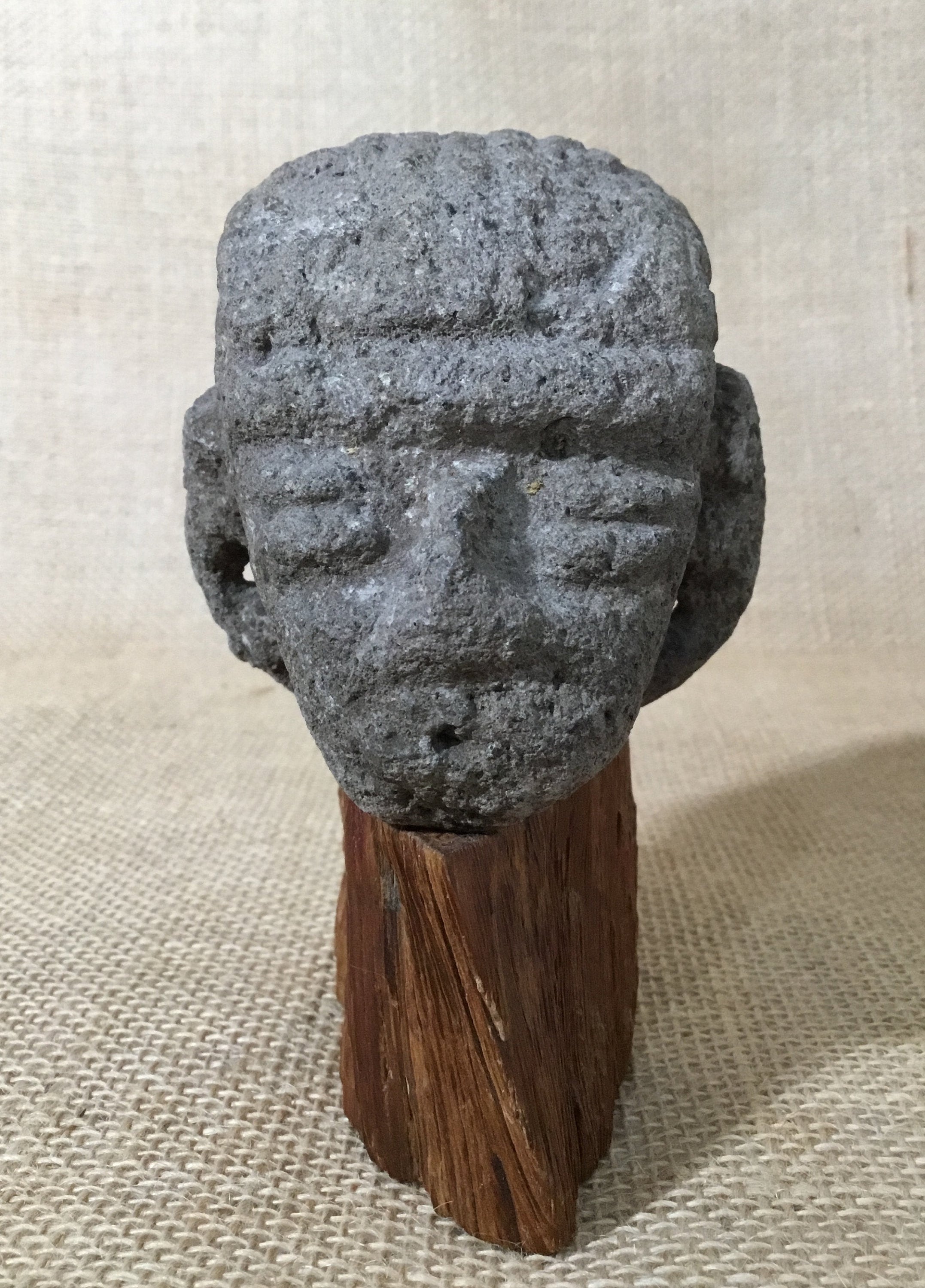Ancient Pre-columbian Carved Volcanic Stone Warrior Head From Costa ...