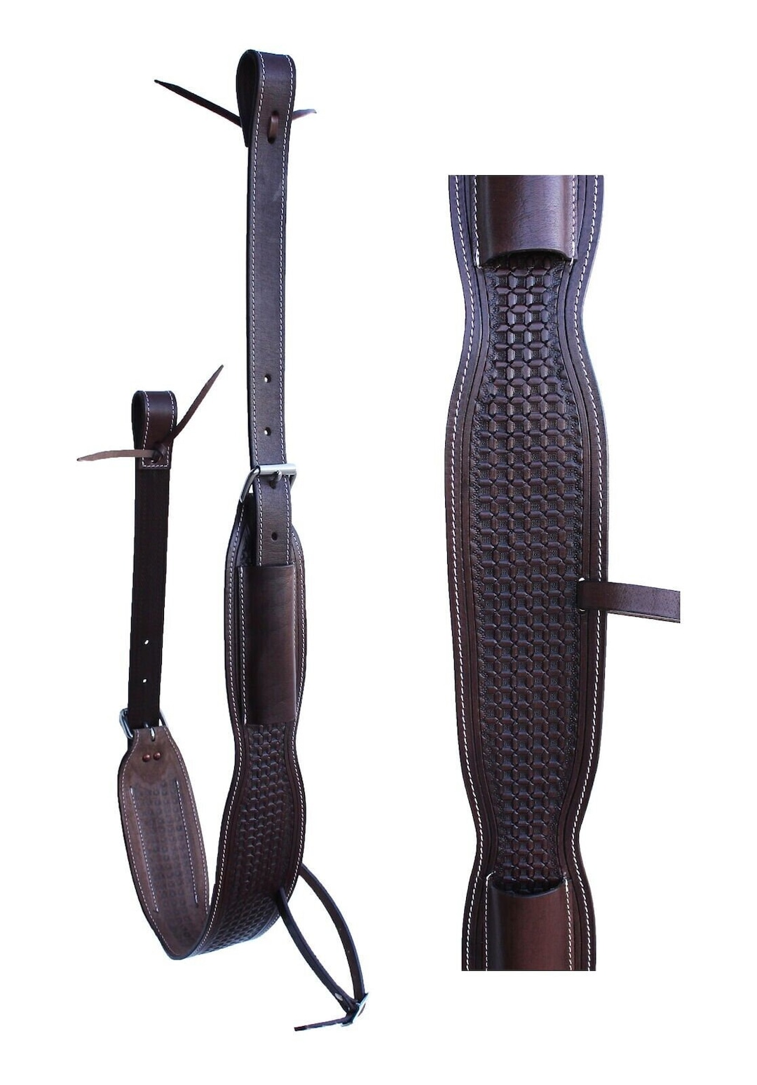 Western Horse Tooled Padded Leather Rear Flank Back Saddle Cinch ...