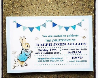 Peter Rabbit Christening Invitations - Etsy UK