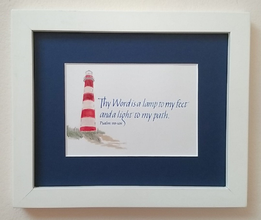 Hand-lettered Calligraphy Scripture Print, Thy Word is a Lamp Psalm 119 ...