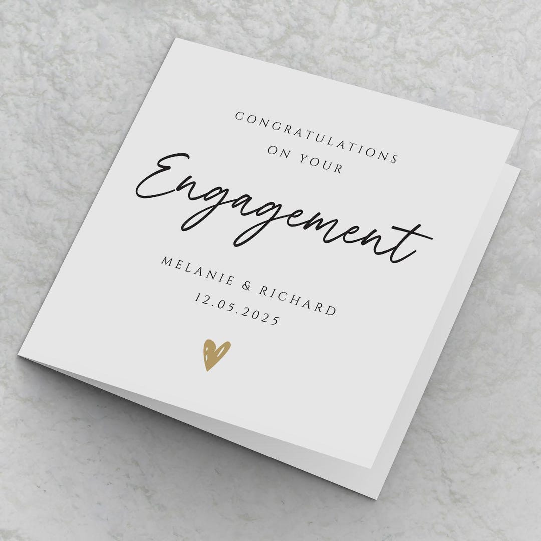 Personalised Engagement Card, Add Names and Date Card, Congratulations ...