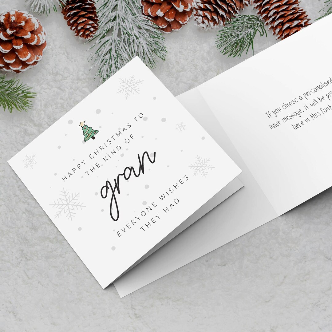 Christmas Card for Gran, Gran Christmas Card, Happy Christmas to the ...