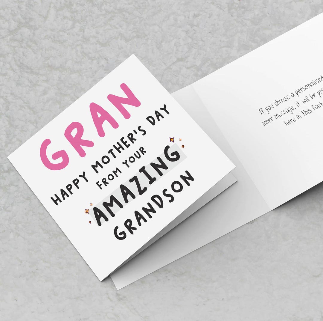 Gran Mothers Day Card, Cards for Gran From Grandson, Funny Mother's Day ...
