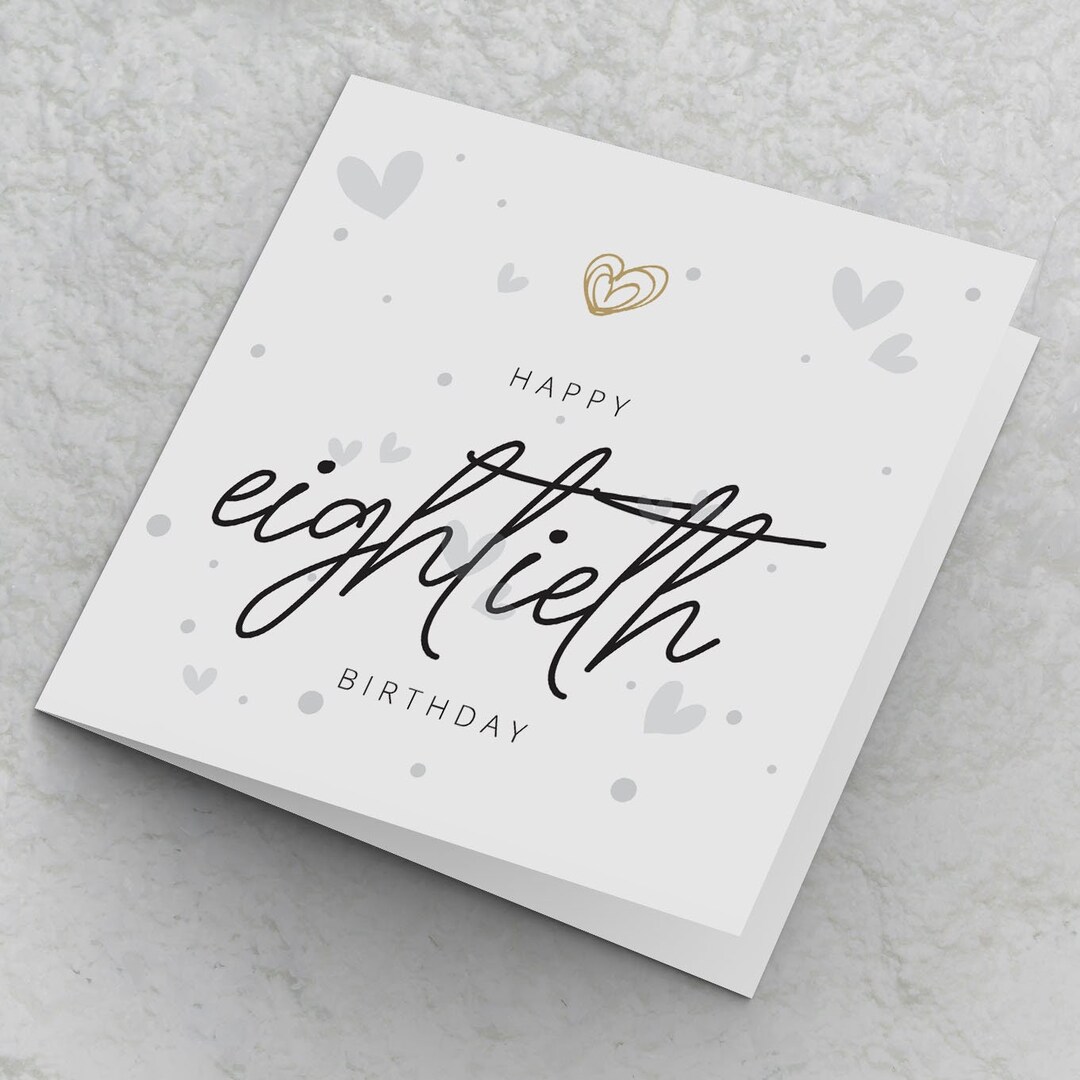 80th Birthday Card Happy Eightieth Birthday Birthday Card for 80 Year ...