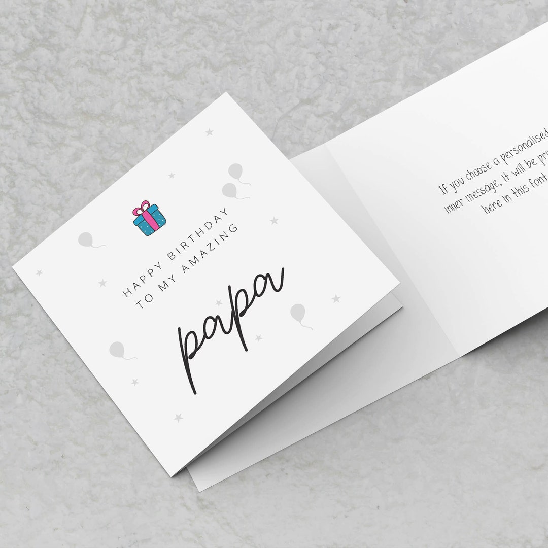 Birthday Card for Papa, Papa Birthday Card, Simple Birthday Cards, Dad ...