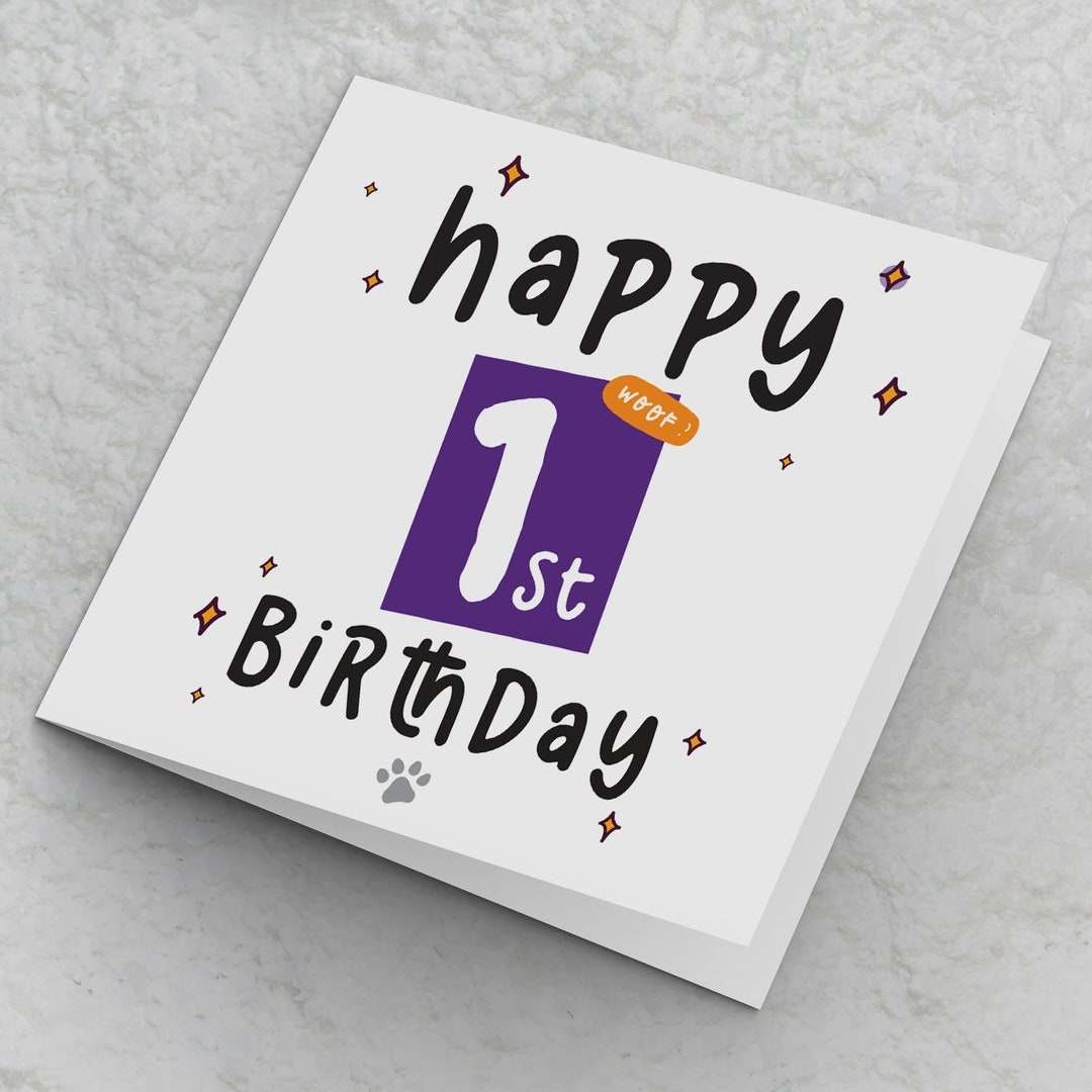 Dog First Birthday Card, Happy 1st Birthday to the Dog, Pet Birthday ...