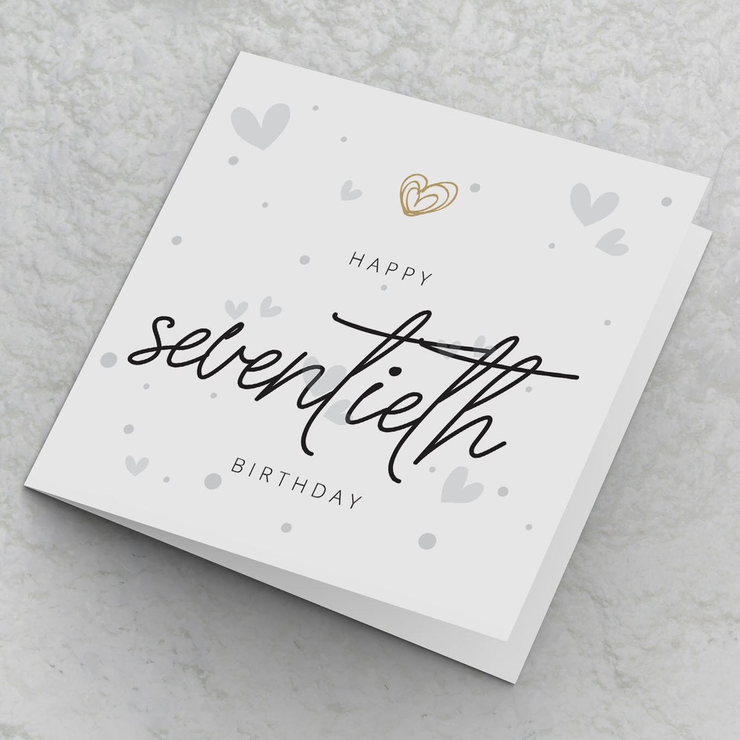 70th Birthday Card Happy Seventieth Birthday Birthday Card for 70 Year ...