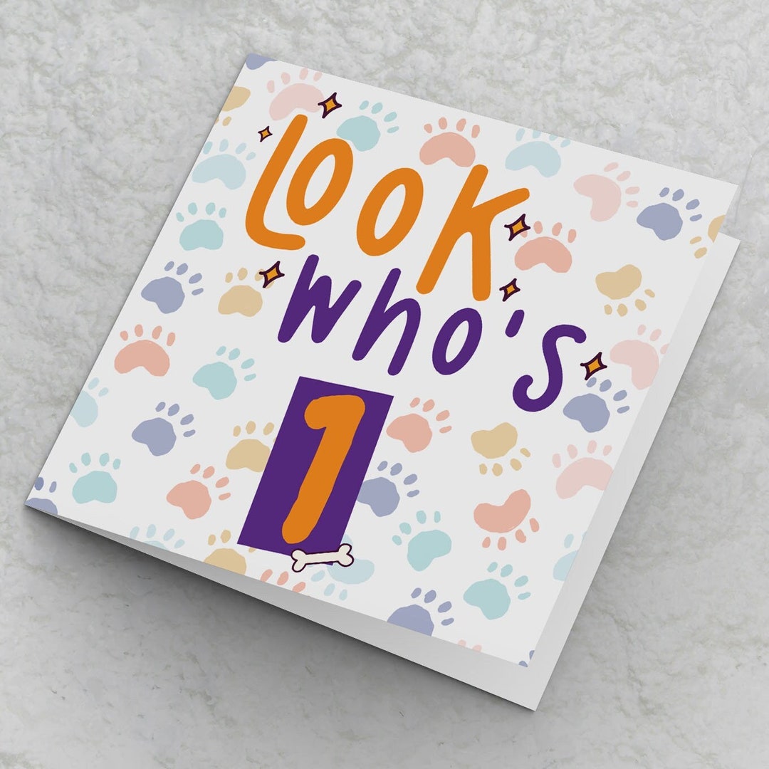 Dog First Birthday Card, Birthday Card for Dog, Pet Birthday Card, Dog ...