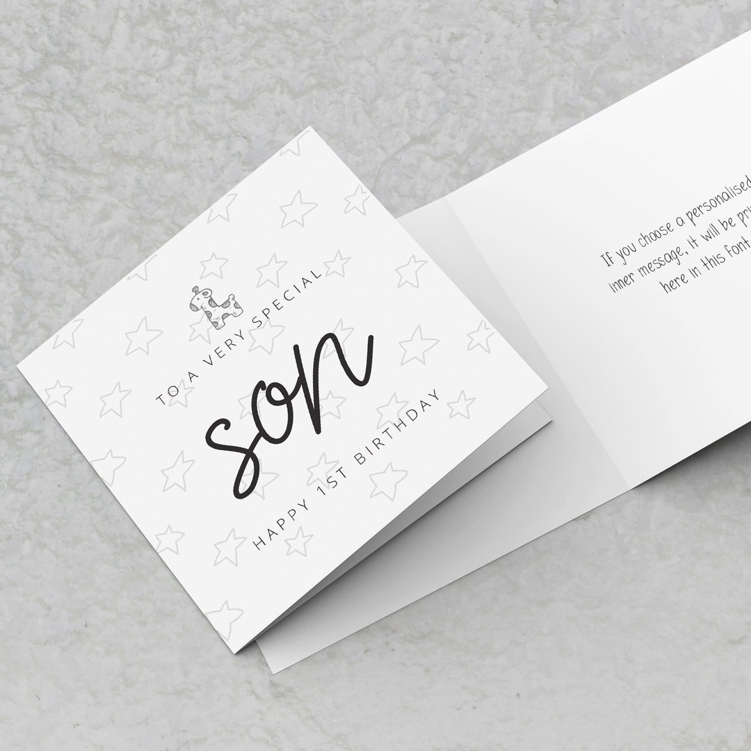 Sons 1st Birthday Card to a Very Special Son Happy 1st - Etsy
