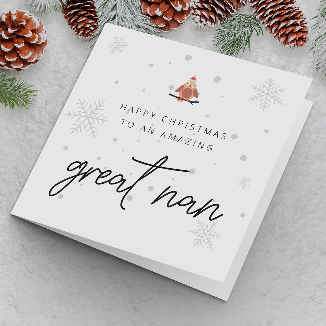 Great Nan Christmas Card, Xmas Card for Great Nan, Happy Christmas to ...